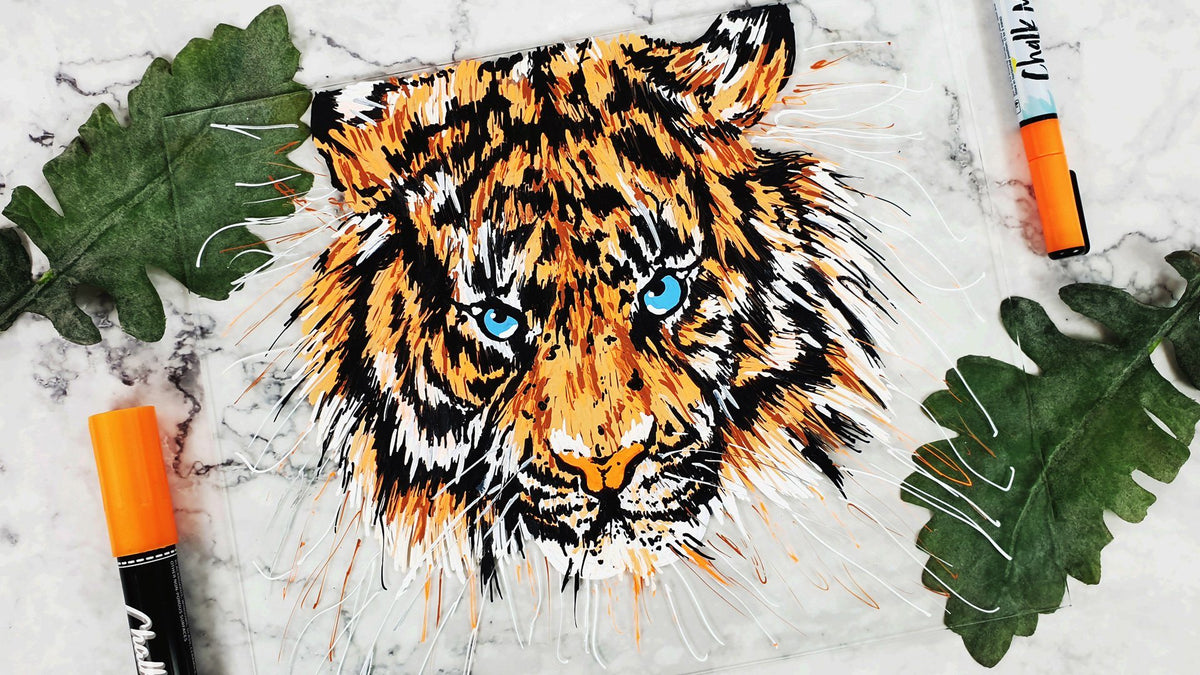 How to Draw a Tiger on Glass Using Chalk Markers - Chalkola Art Supply