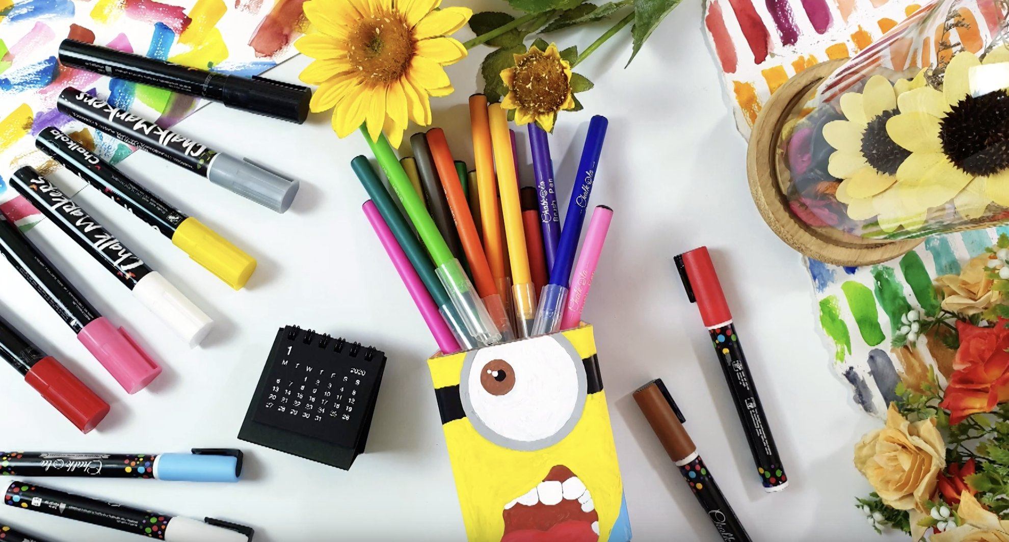 DIY Minion Art Case Painted with Chalk Markers - Chalkola Art Supply