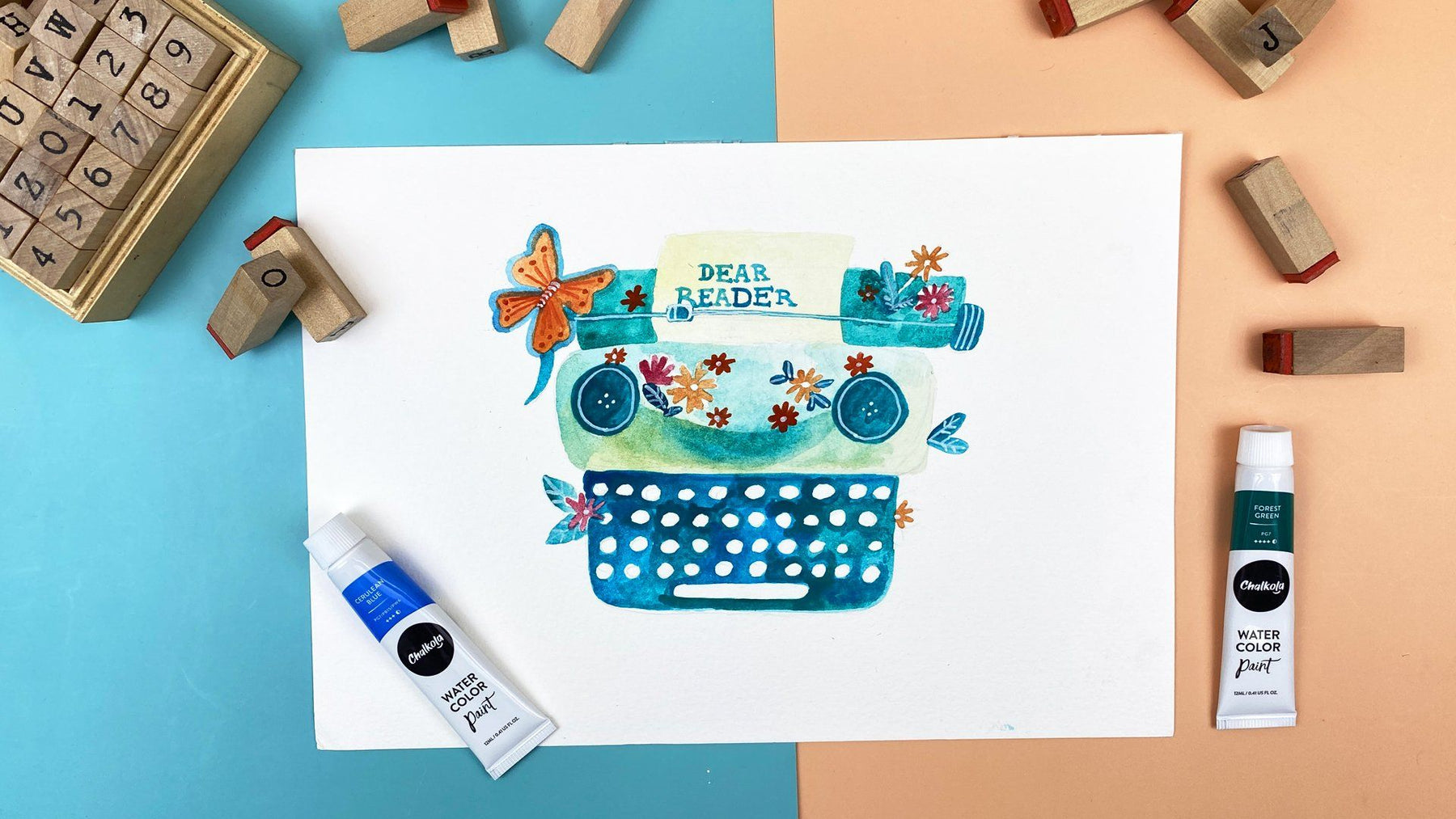 How to Paint a Typewriter Using Watercolor - Chalkola - Chalkola Art Supply