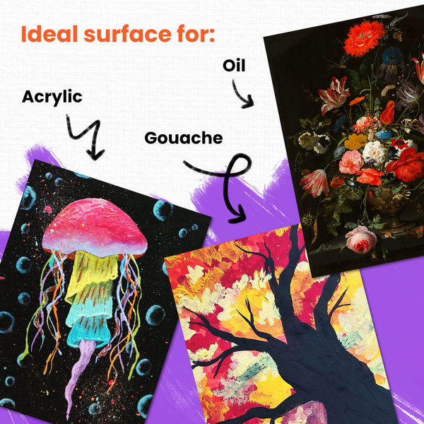 Black Paint Canvas Panels 8x10 inch (15 Pack) - Chalkola Art Supply